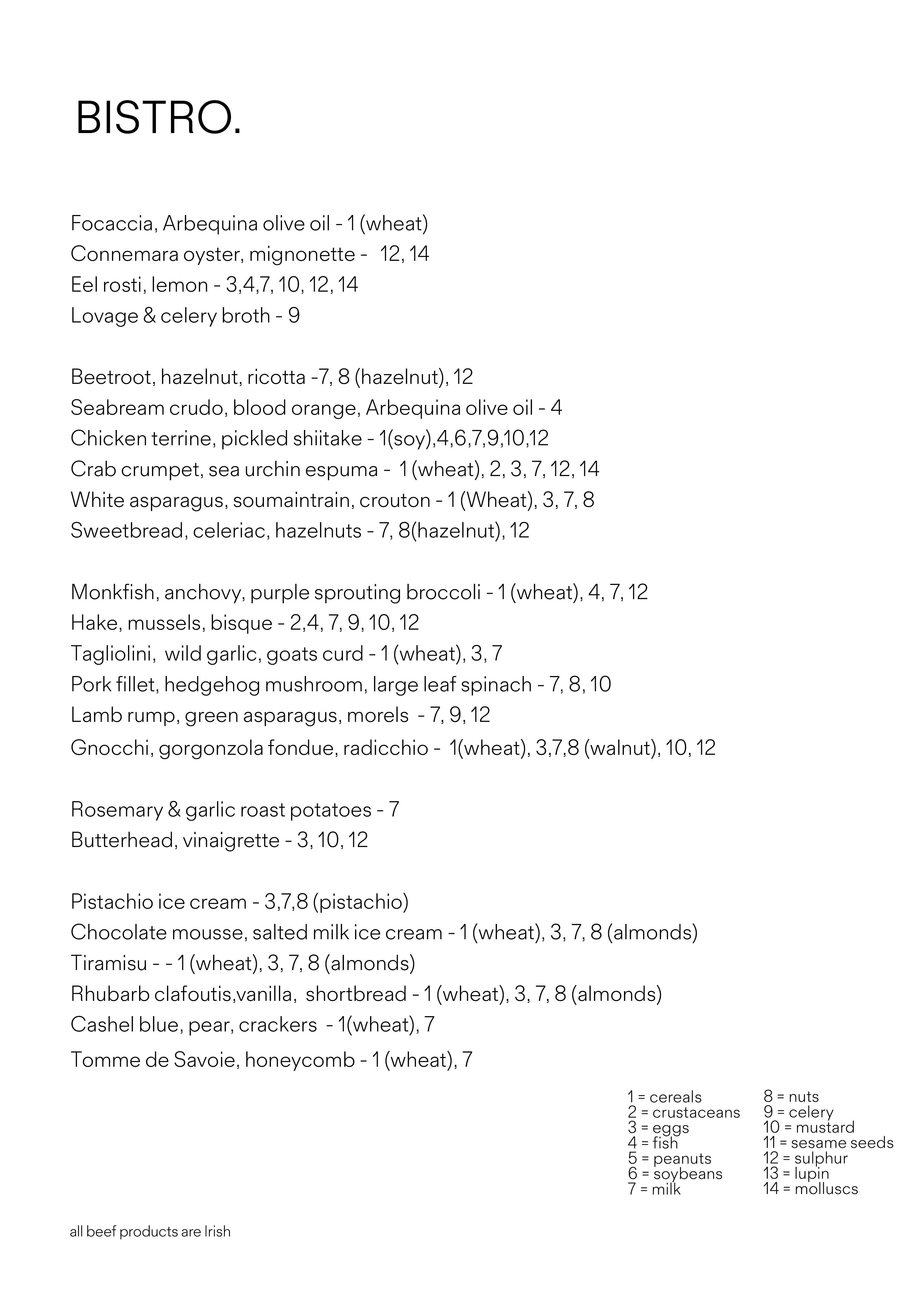 Menus – Note Dublin