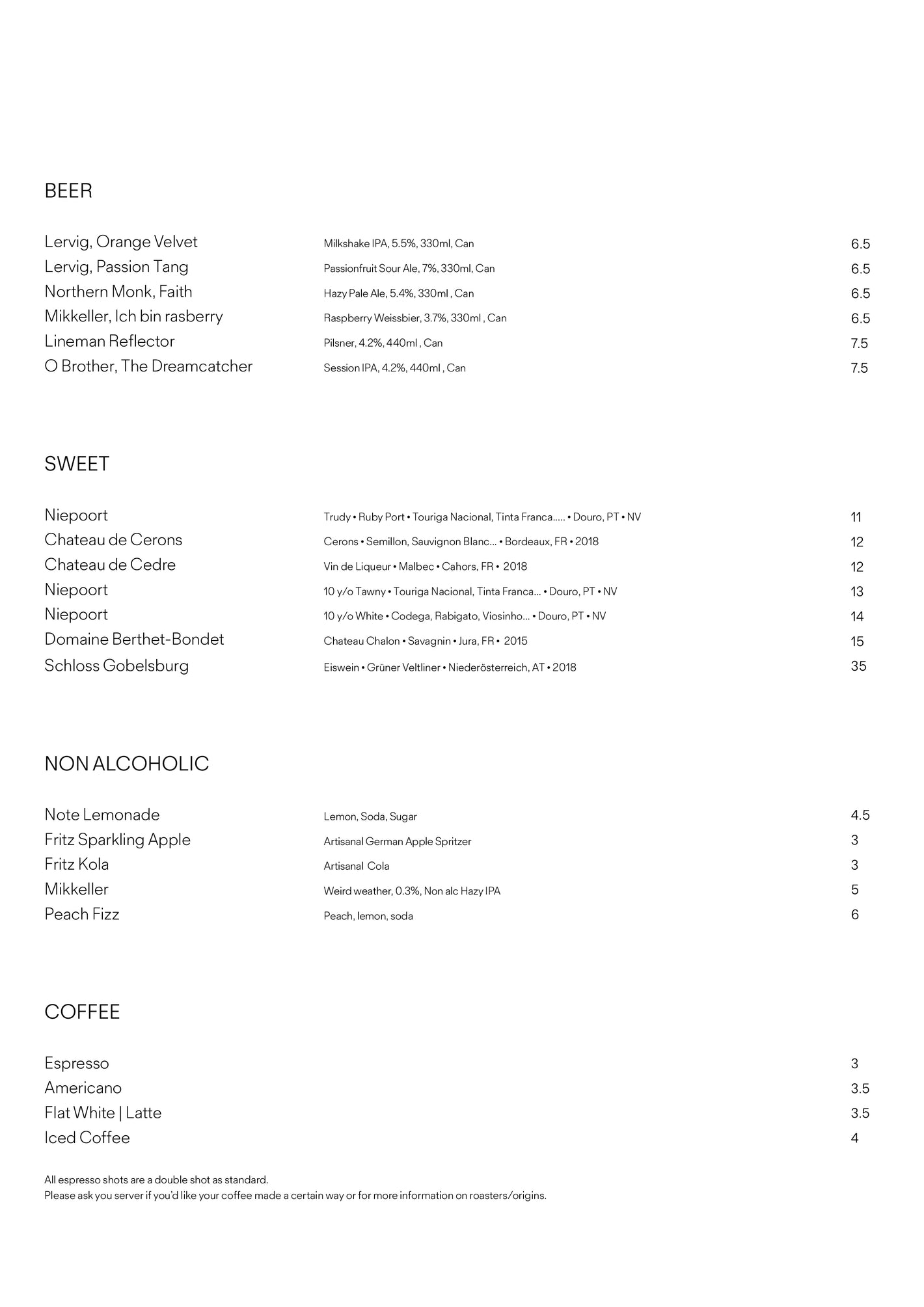 Menus – Note Dublin
