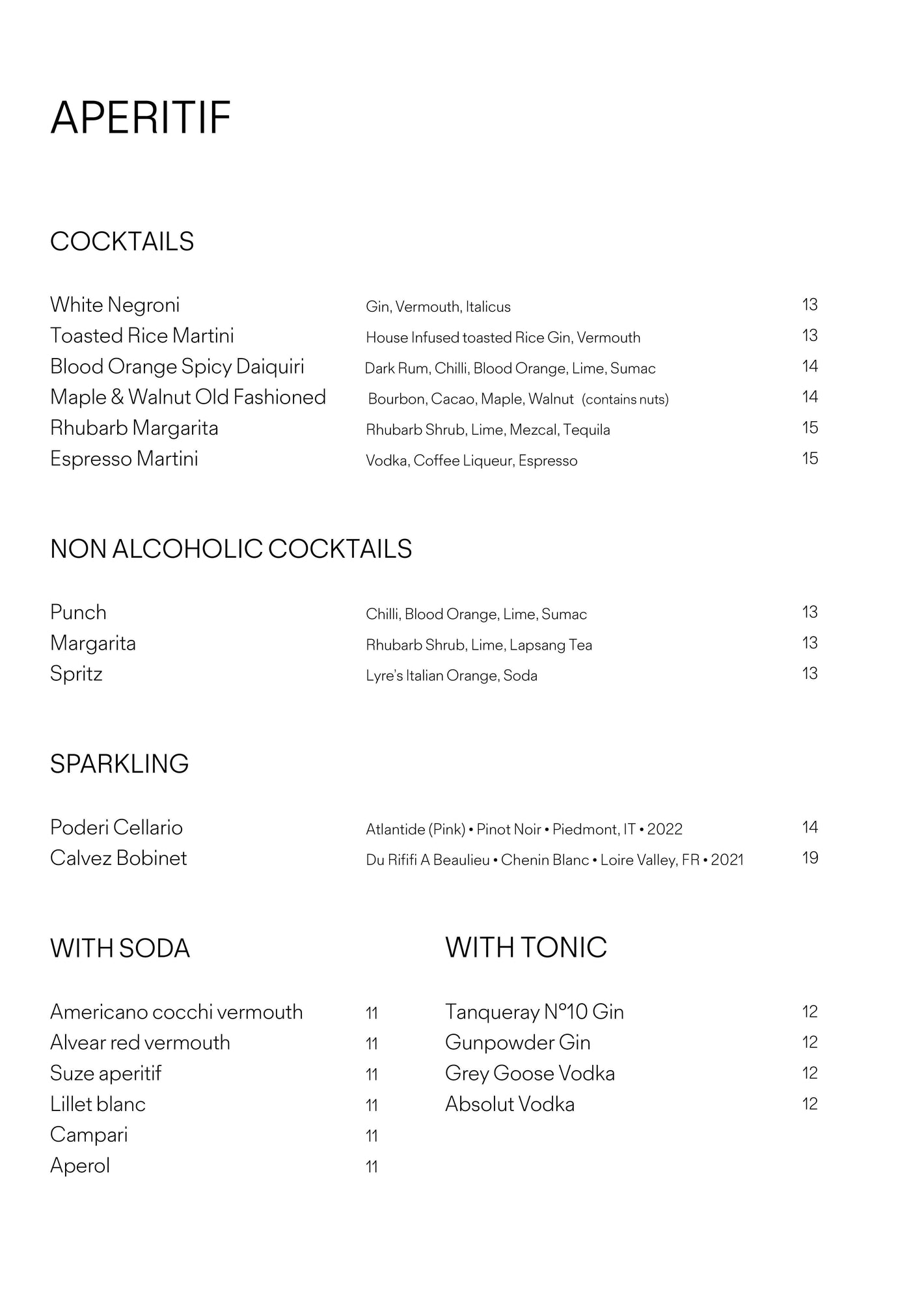 Menus – Note Dublin