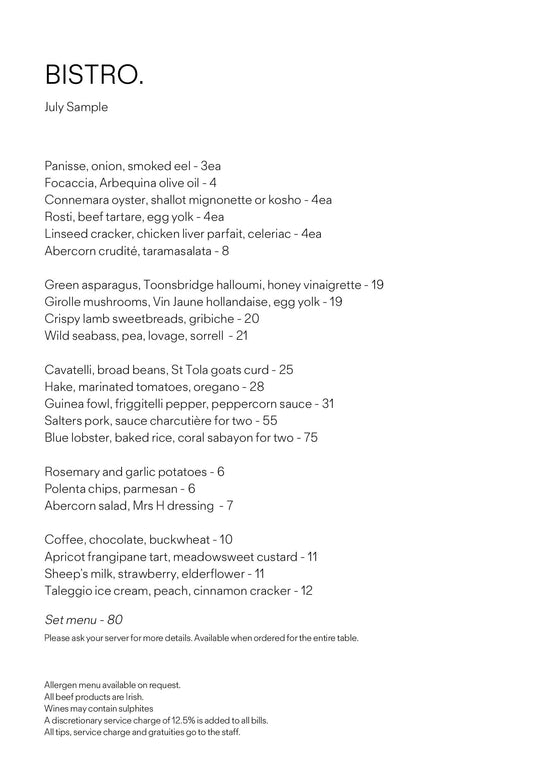 Menus – Note Dublin