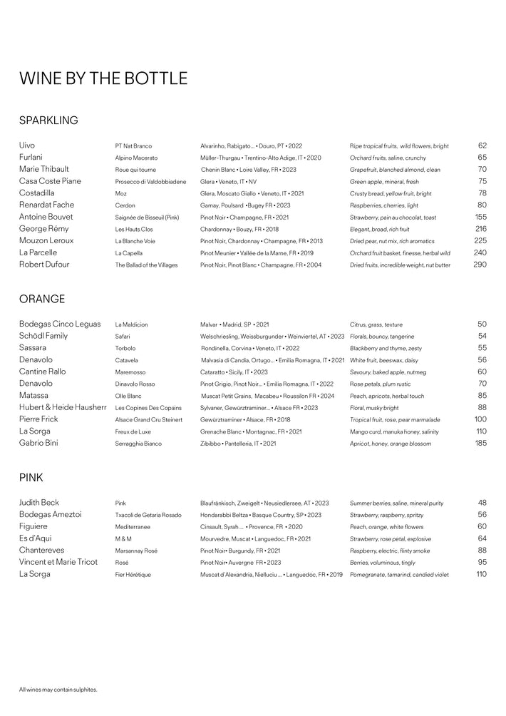 Menus – Note Dublin