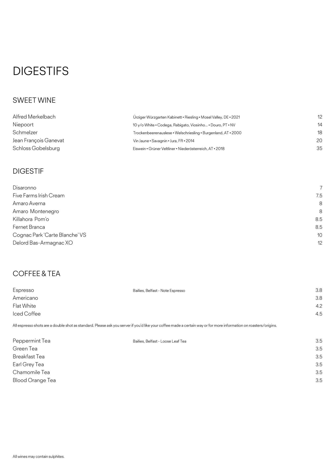 Menus – Note Dublin