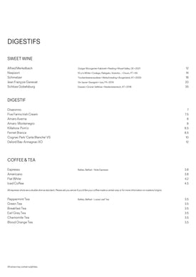 Menus – Note Dublin