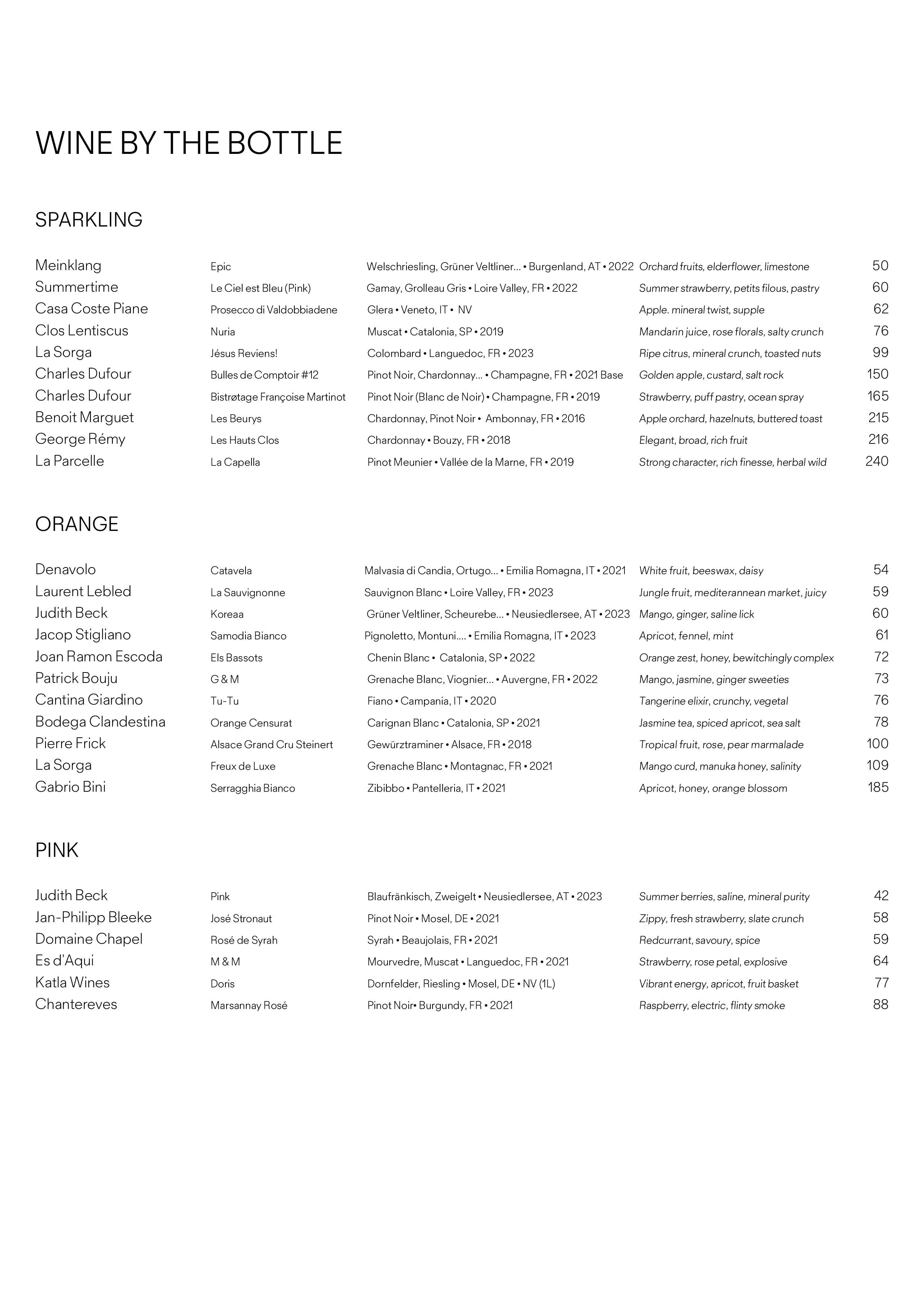 Menus – Note Dublin