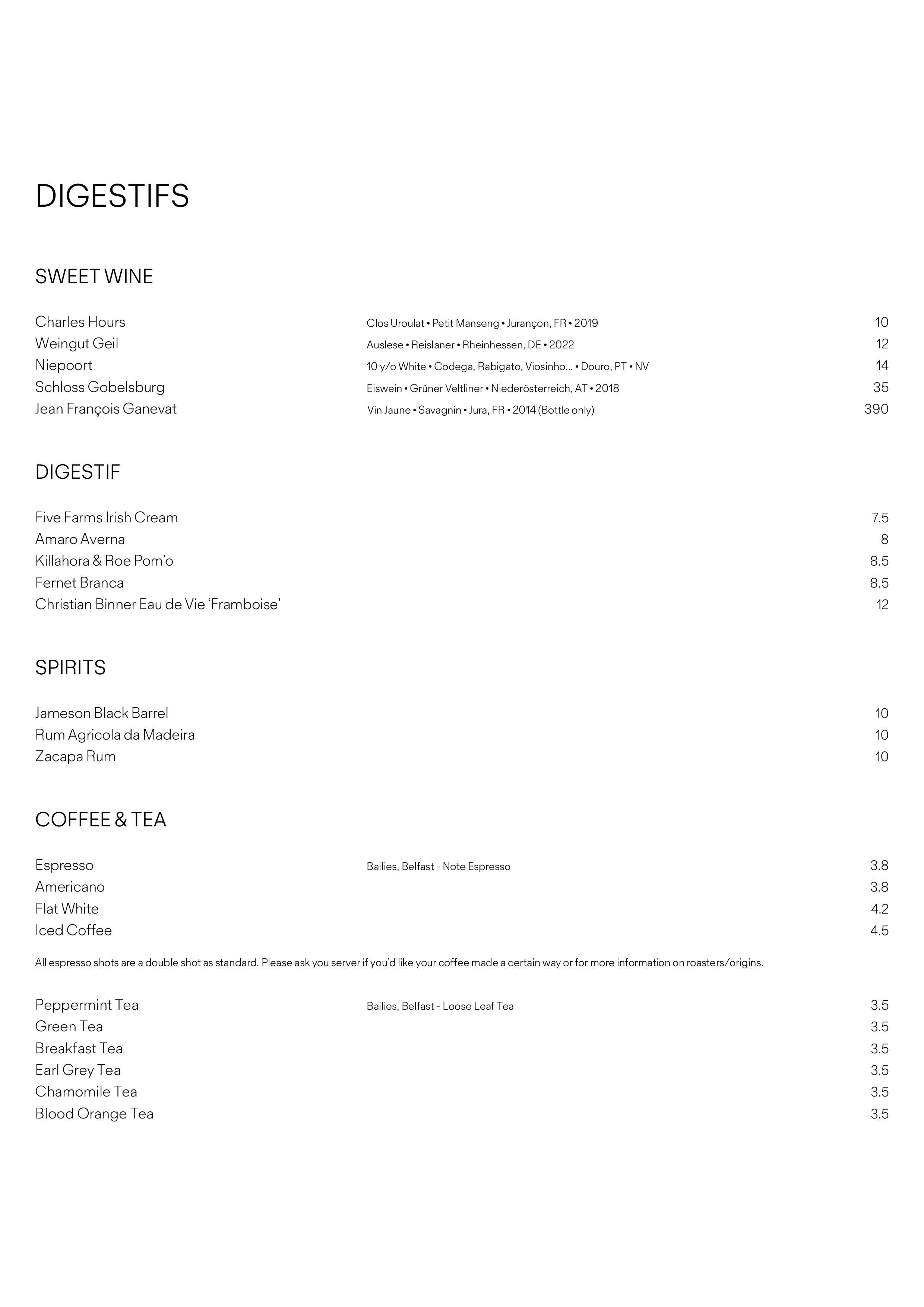 Menus – Note Dublin